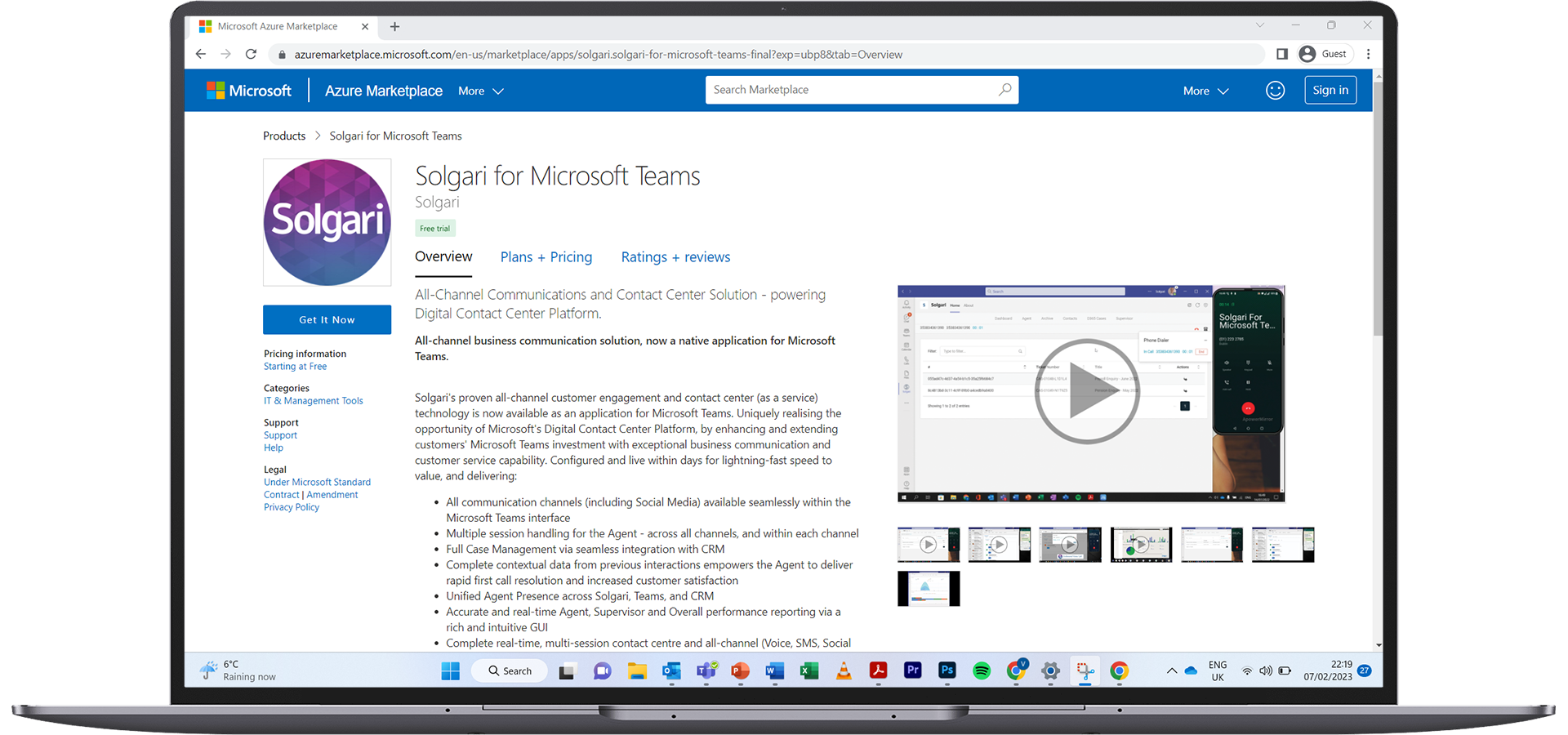 Solgari for Microsoft Teams on the Marketplace as a Transactable Solution